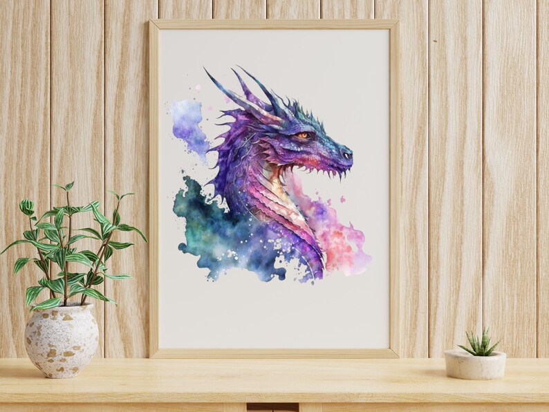 18 Watercolor Dragon Pngs - Instant Download, Fantasy Clip Art, Magic ...