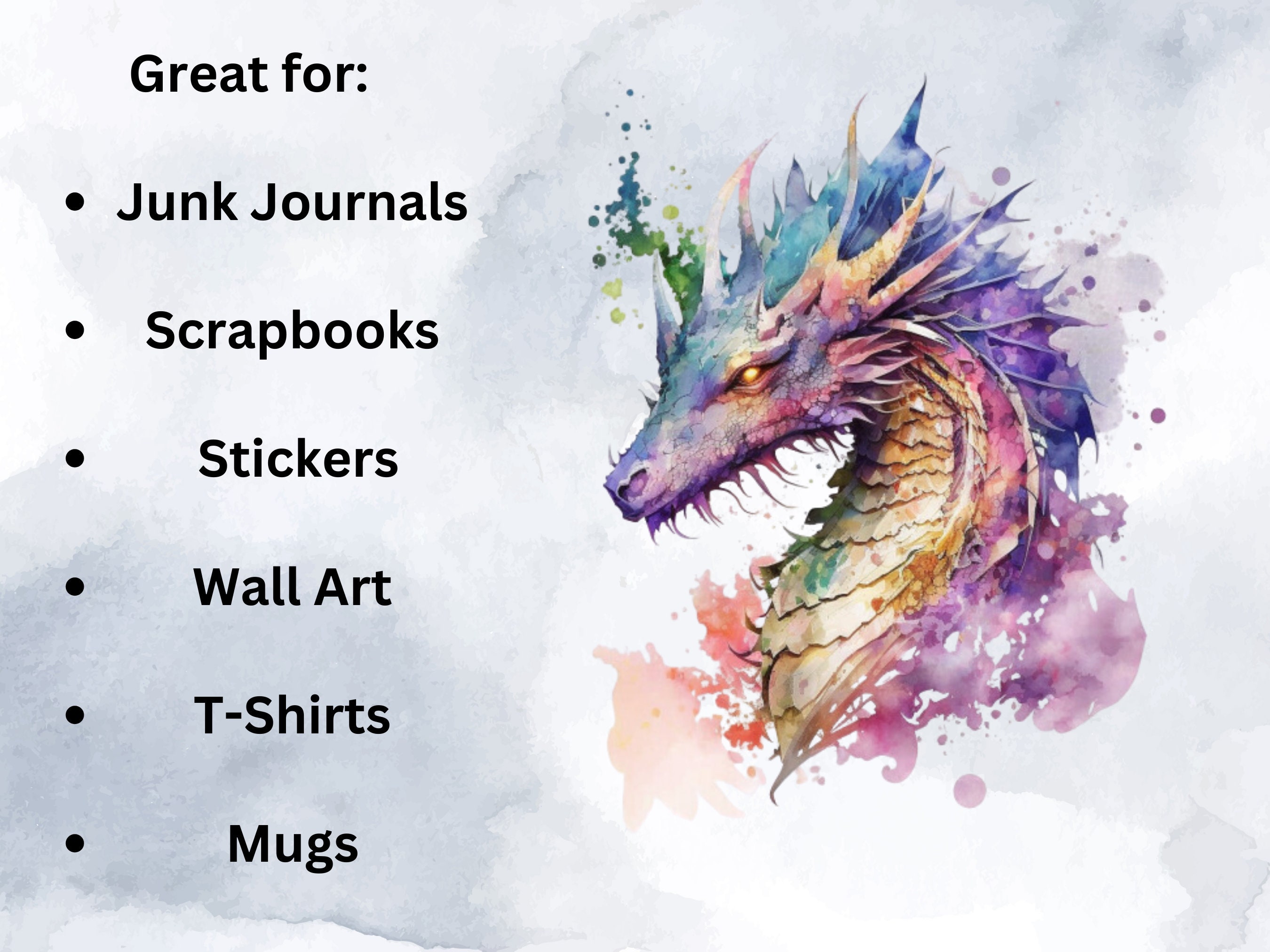 18 Watercolor Dragon Pngs - Instant Download, Fantasy Clip Art, Magic ...