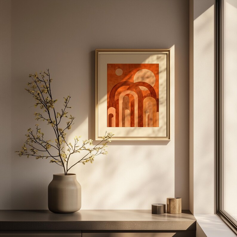 Terracotta Desert Landscape Art Print: Boho Modern Wall Decor (digital ...