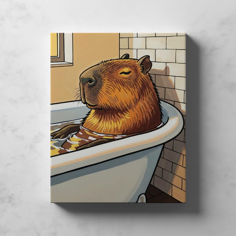 Funny Capybara Wall Art | Quirky Animal Decor | Digital Print - Etsy