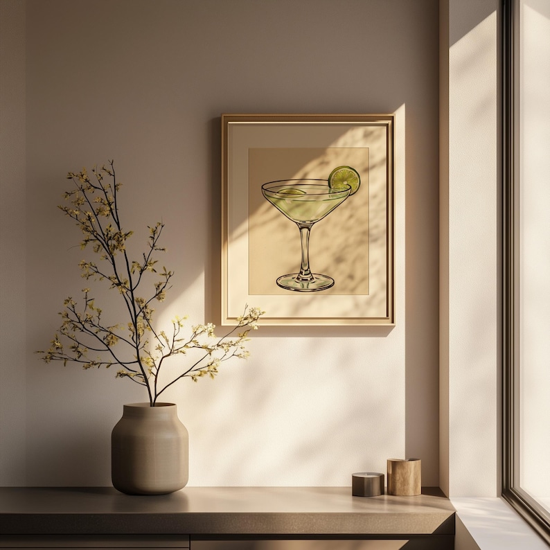 Gimlet Cocktail Printable Wall Art, Vintage Lime Green Drink ...