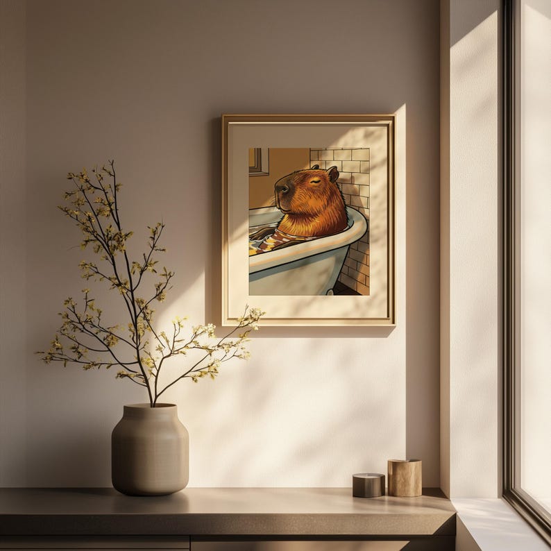 Funny Capybara Wall Art | Quirky Animal Decor | Digital Print - Etsy