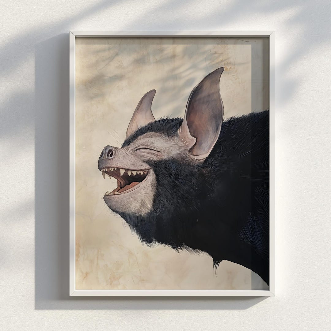 Ukiyo-e Hog-nosed Bat Art Print: Japanese Ink Wildlife Decor (digital ...