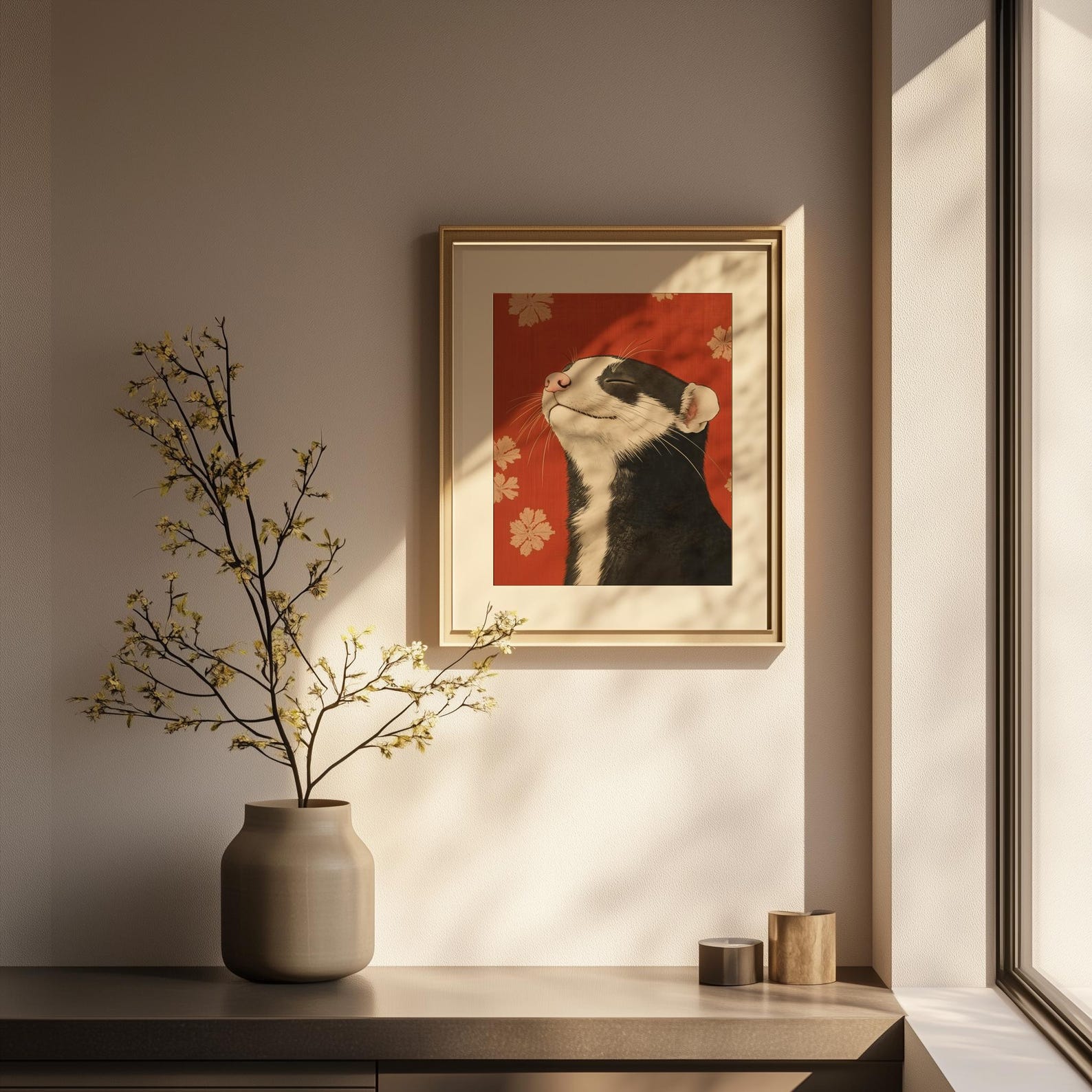 Ukiyo-e Ferret Portrait: Japanese Ink Animal Art Print (digital ...