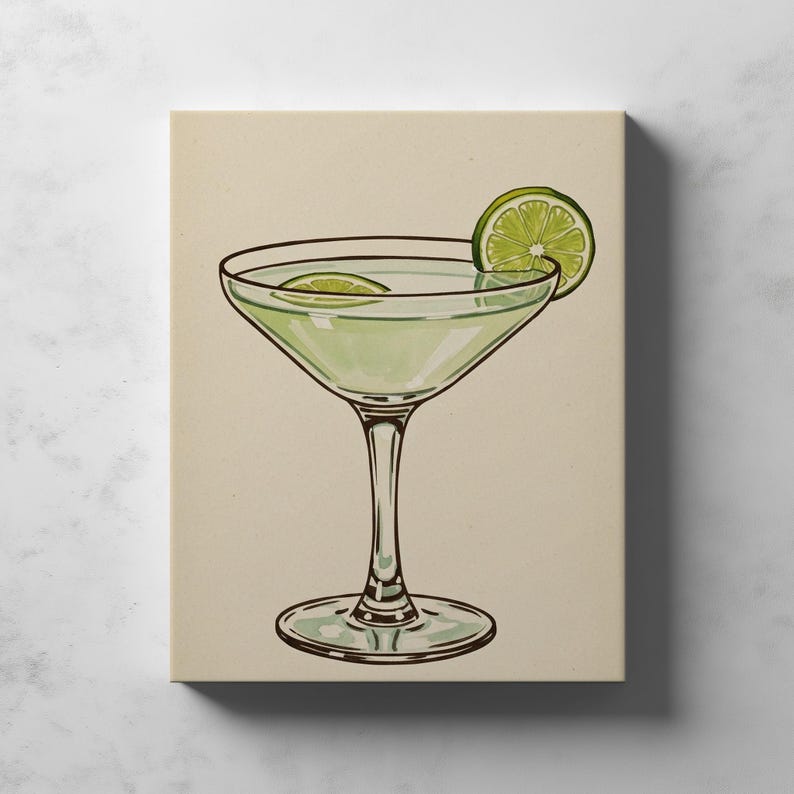 Gimlet Cocktail Printable Wall Art, Vintage Lime Green Drink ...