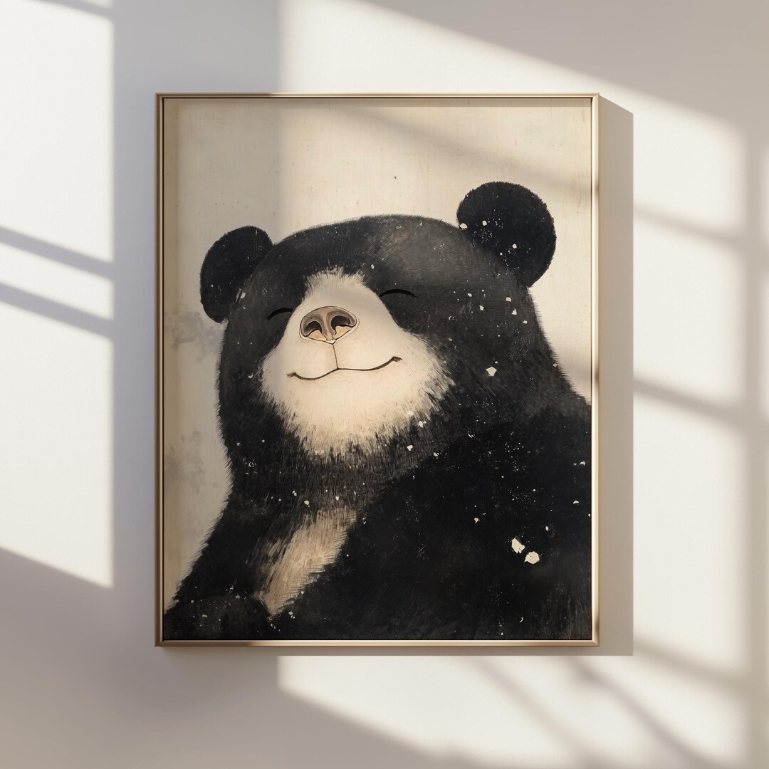 Smiling Bear Ukiyo-e : Japanese Minimalist | Printable Wall Art ...
