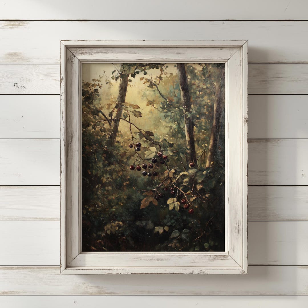 Wild Brambles in the Forest - Digital Art Print, Rustic Nature Wall ...