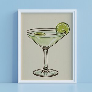 Gimlet Cocktail Printable Wall Art, Vintage Lime Green Drink ...