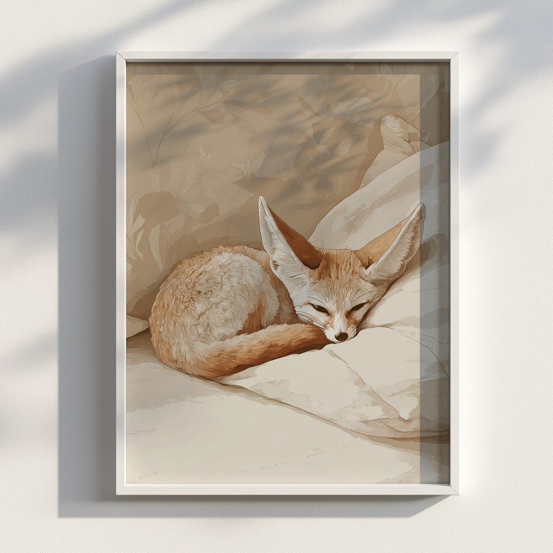 Ukiyo-e Fennec Fox Wall Art Print | Cute Sleeping Animal Poster ...