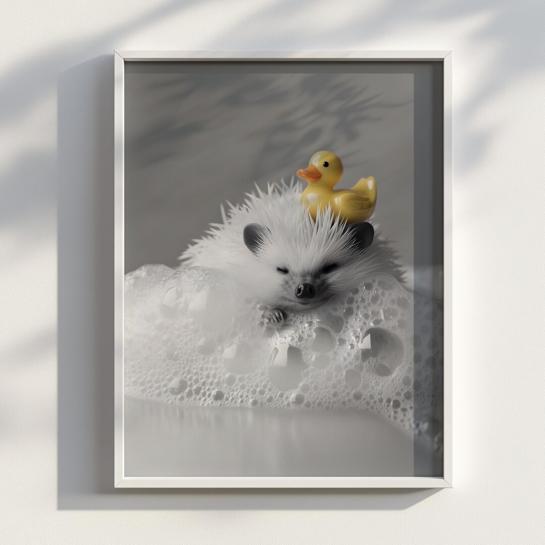 Bath Time Hedgehog , Rubber Duck | Printable Wall Art | Digital ...