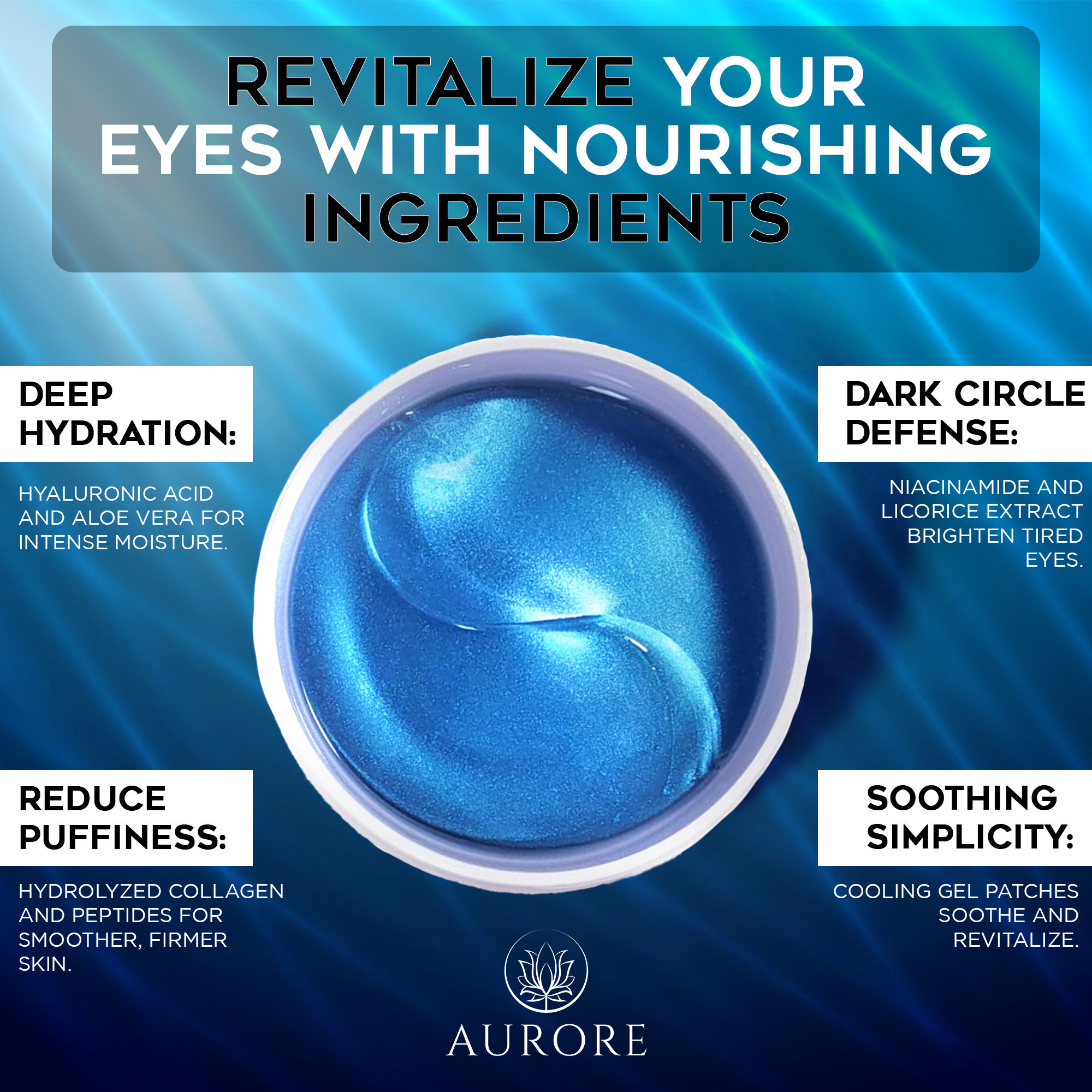 AURORE Under Eye Masks | Hyaluronic Acid & Niacinamide | 30 Pairs ...
