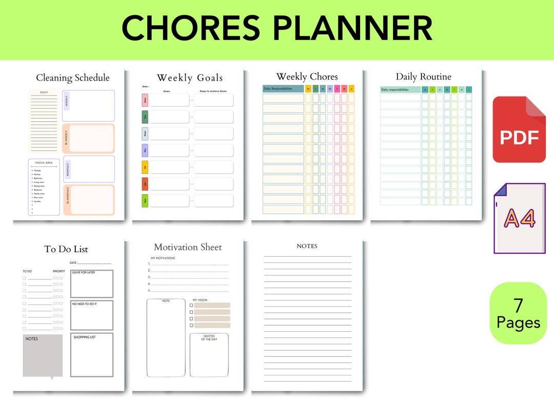 House Chores Organizer / Household Management Planner / Family Planner ...
