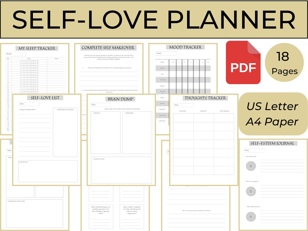 Self-love Planner Printable Self-love Journal Mental Health Planner ...