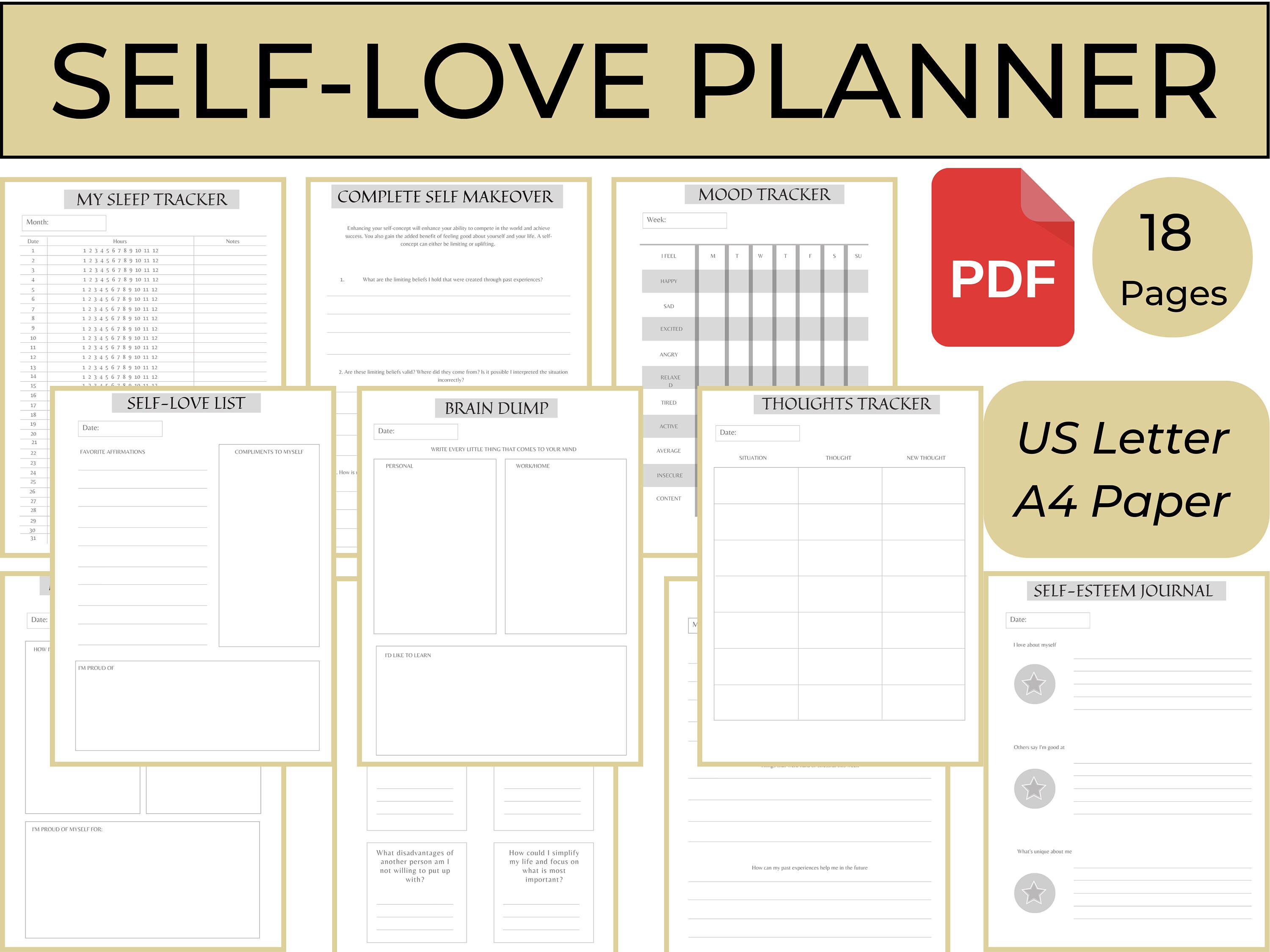 Self-love Planner Printable Self-love Journal Mental Health Planner ...