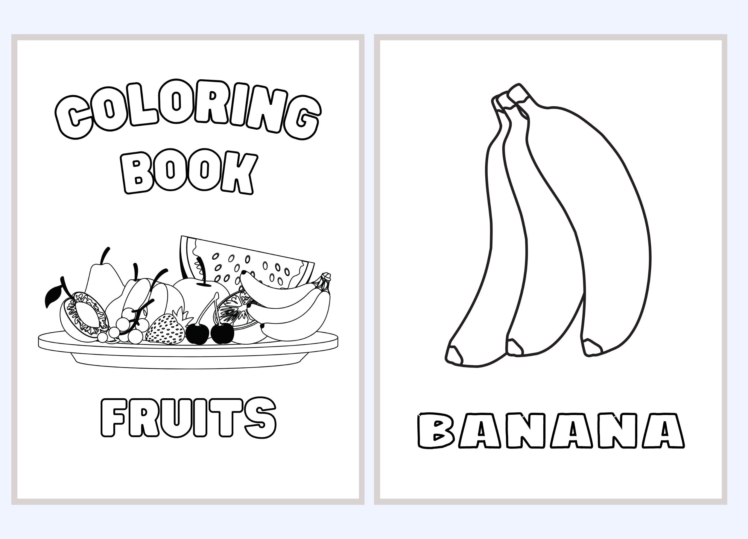 Printable Fruits and Vegetables Coloring Pages, Digital Download, Kids ...