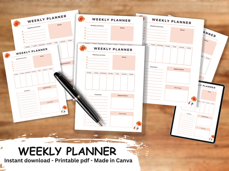 2023 Weekly Planner Printable Template Simple Weekly Planner - Etsy