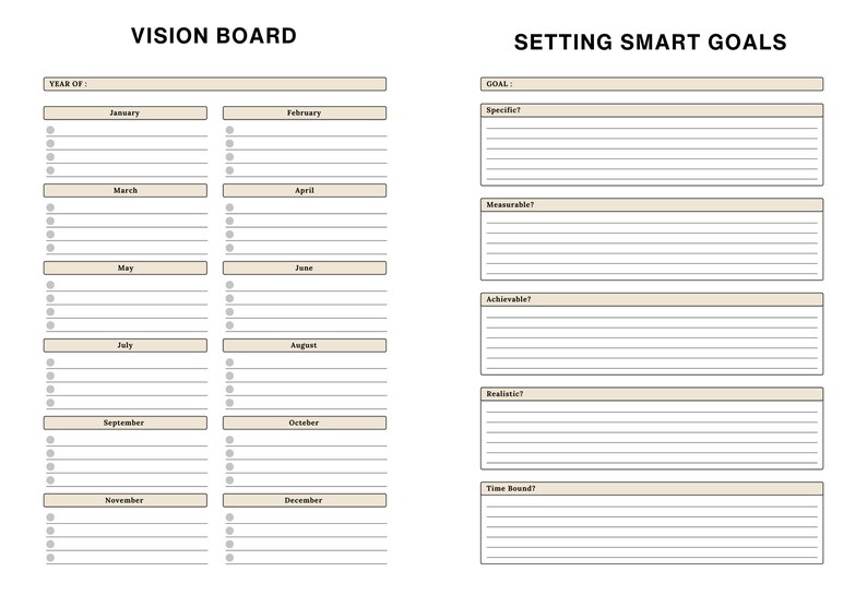 Goal Planner, Goals Tracker, SMART Goal Setting Kit, Monthly Habits ...