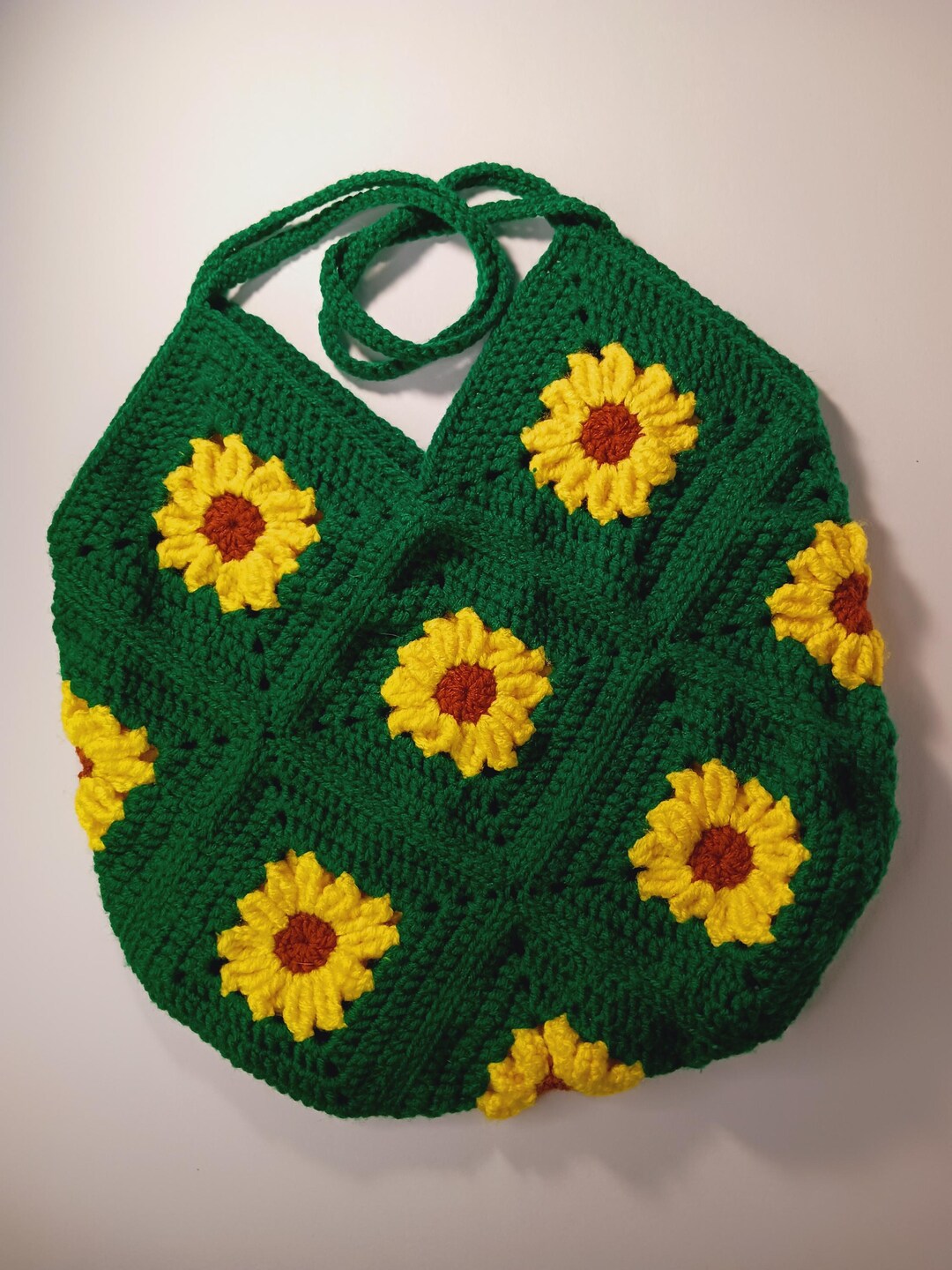 Crocheted Sunflower Granny Square Tote Bag - Etsy