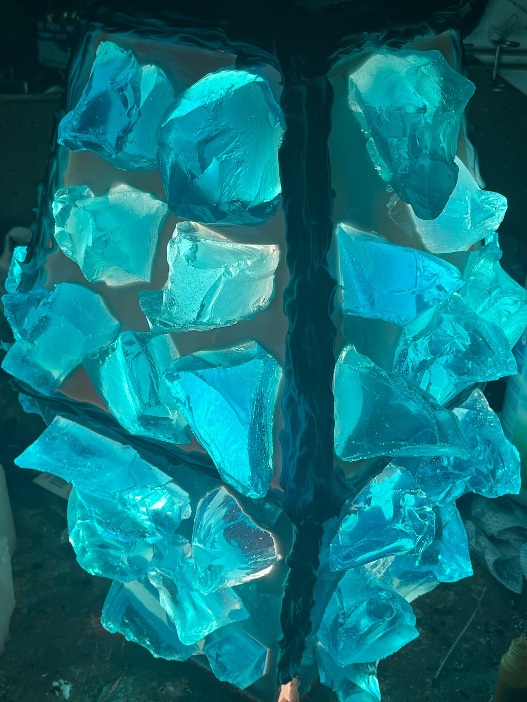 Large Pyramid 8 Sided Chunk Lamp Candy Lamp Tiki Lamp Mid Century ...