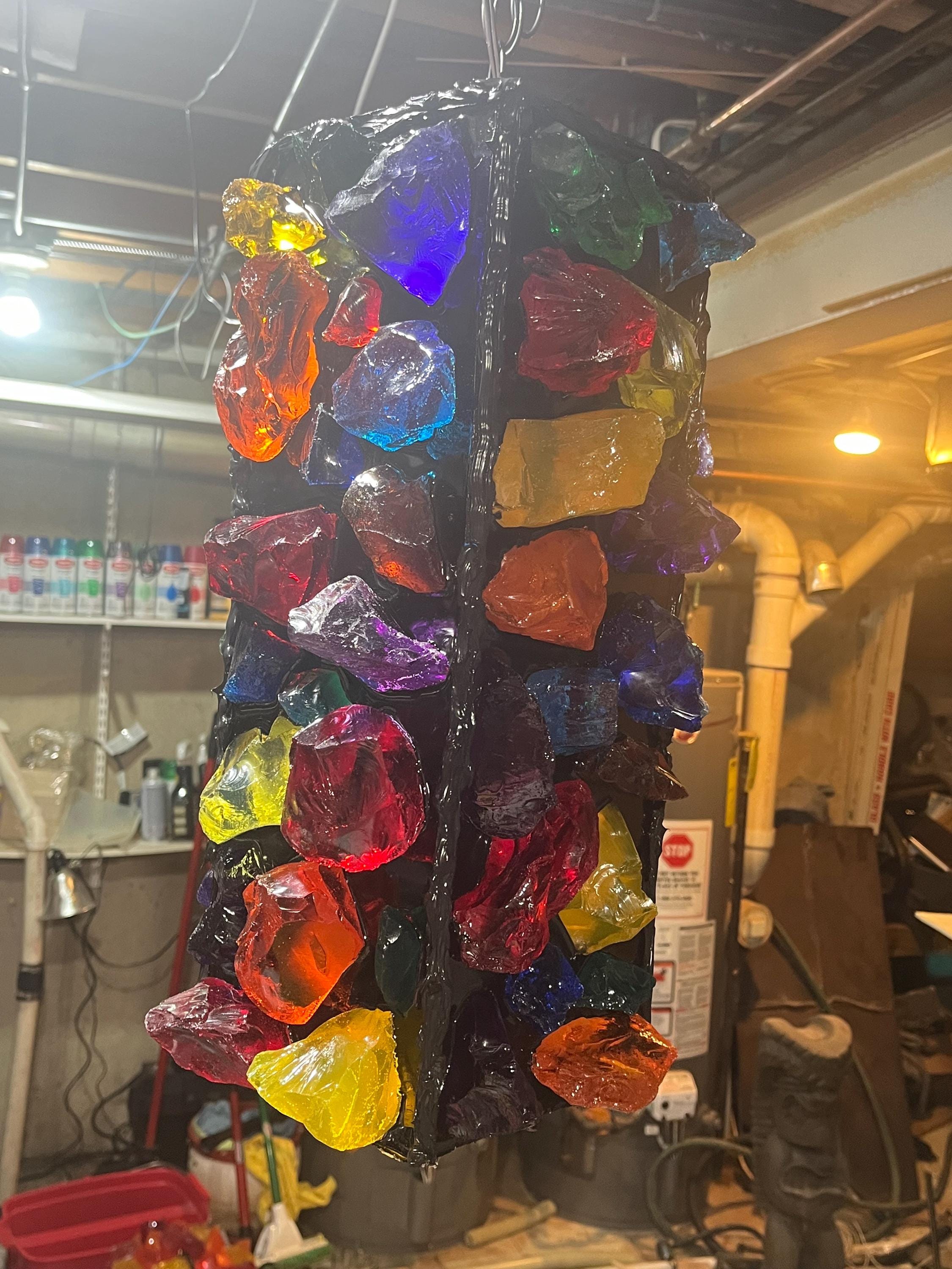 Giant Tall Rectangle MULTI Color Chunk Lamp Candy Lamp Tiki Lamp Mid ...