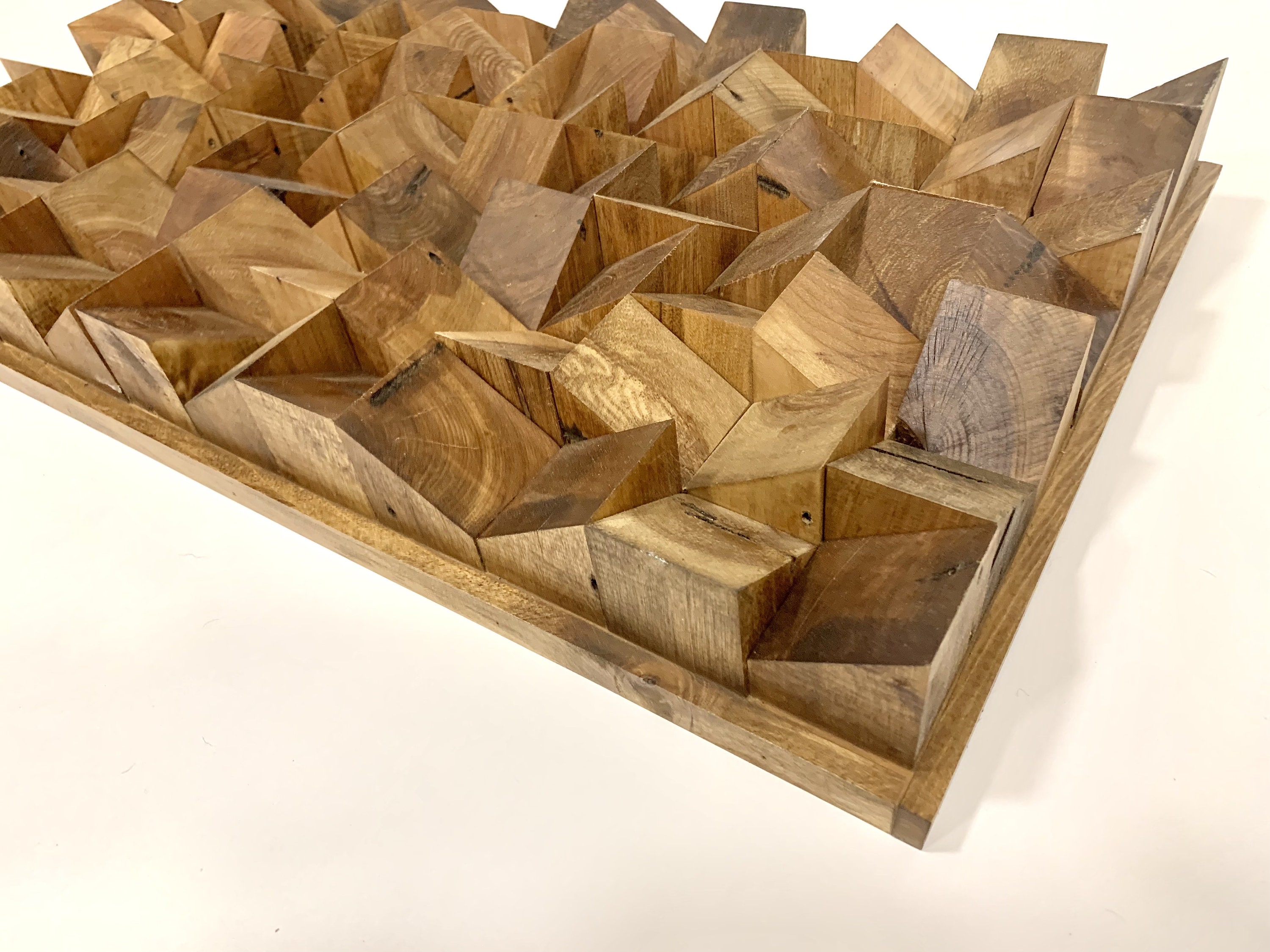 Reclaimed Wood 3D Square Wall Art Modern Rustic Home Decor Farmhouse ...