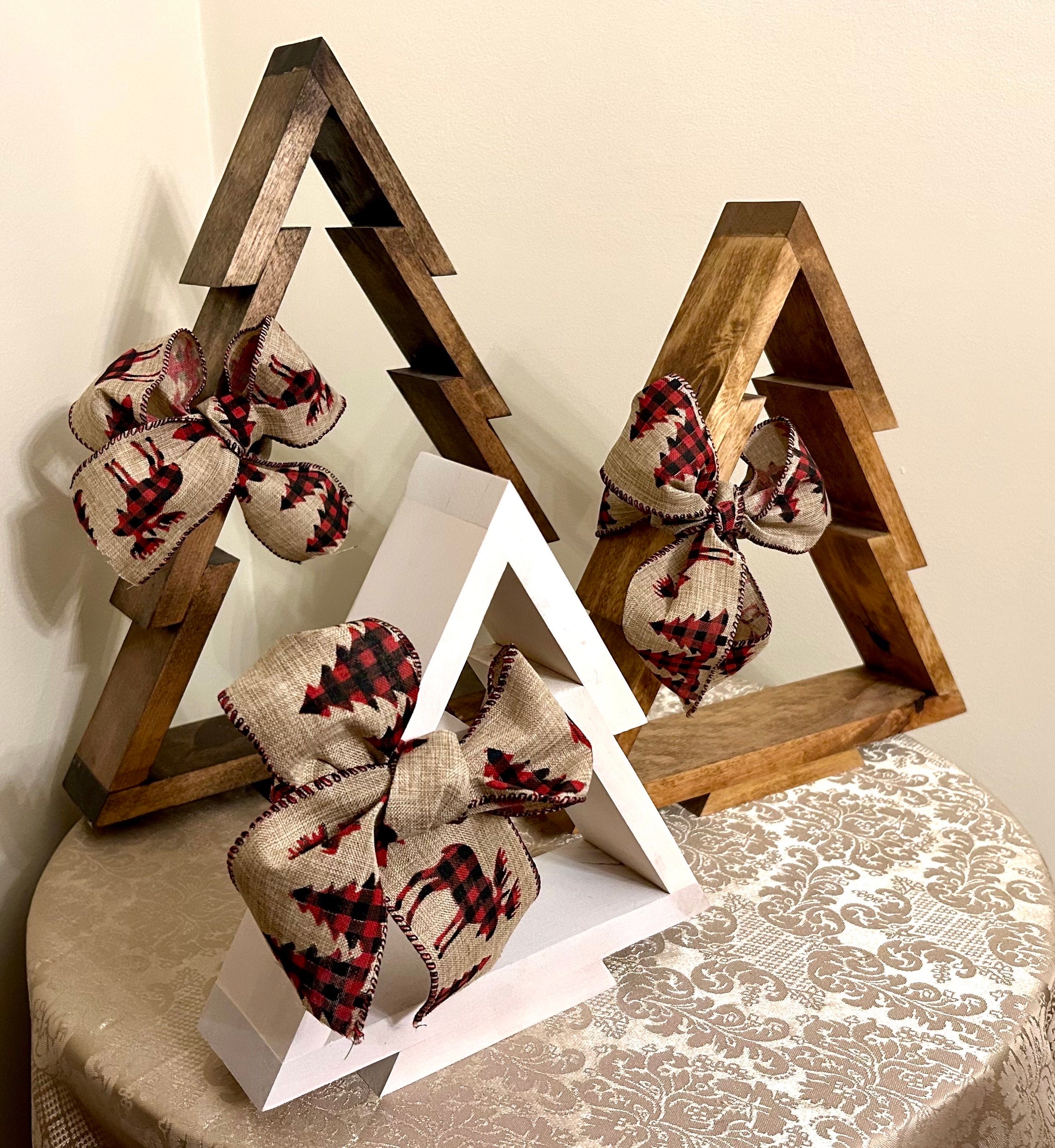Reclaimed Wood Rustic Christmas Tree: Espresso, Golden Oak, Linen White ...
