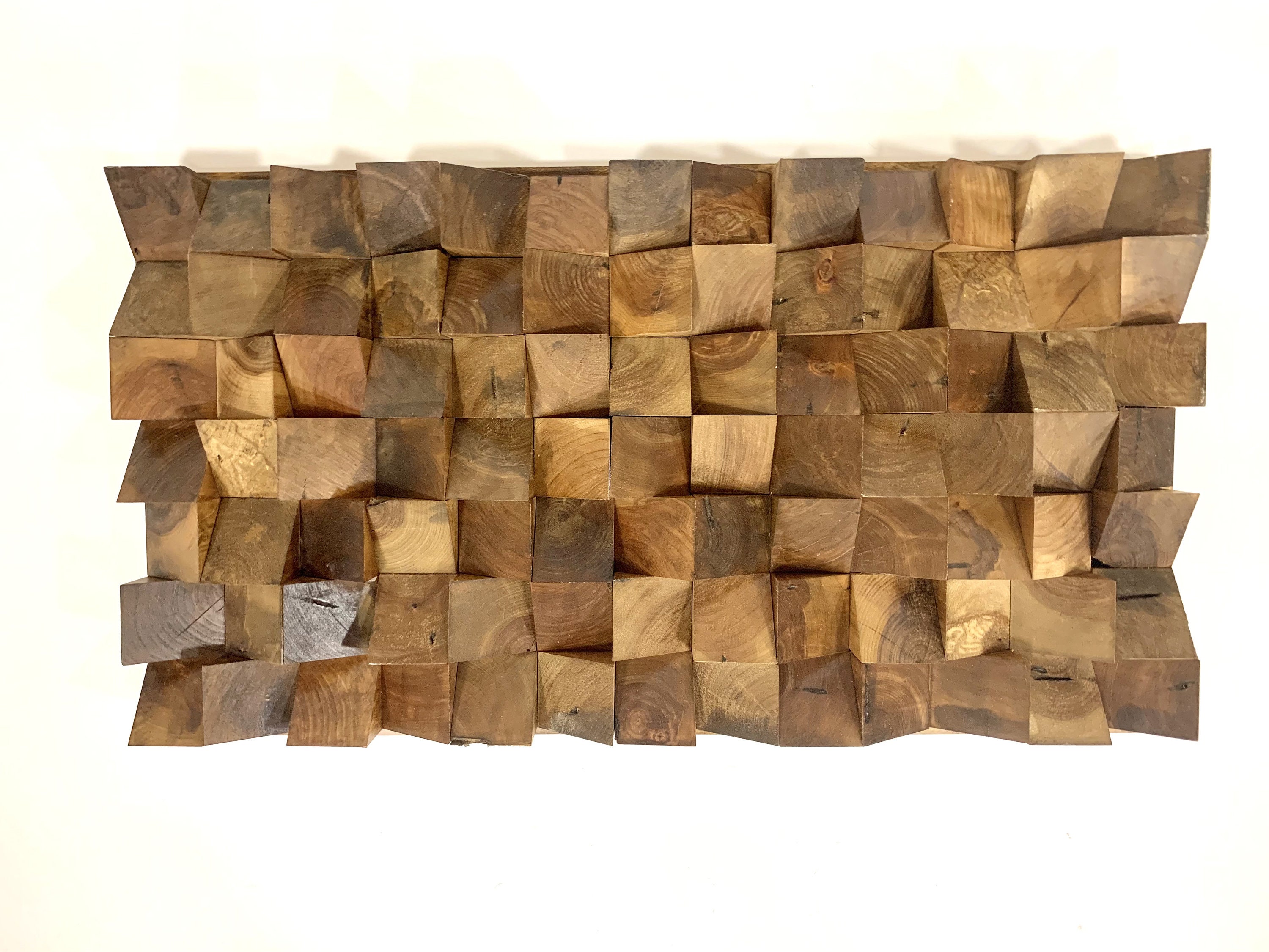 Reclaimed Wood 3D Square Wall Art Modern Rustic Home Decor Farmhouse ...