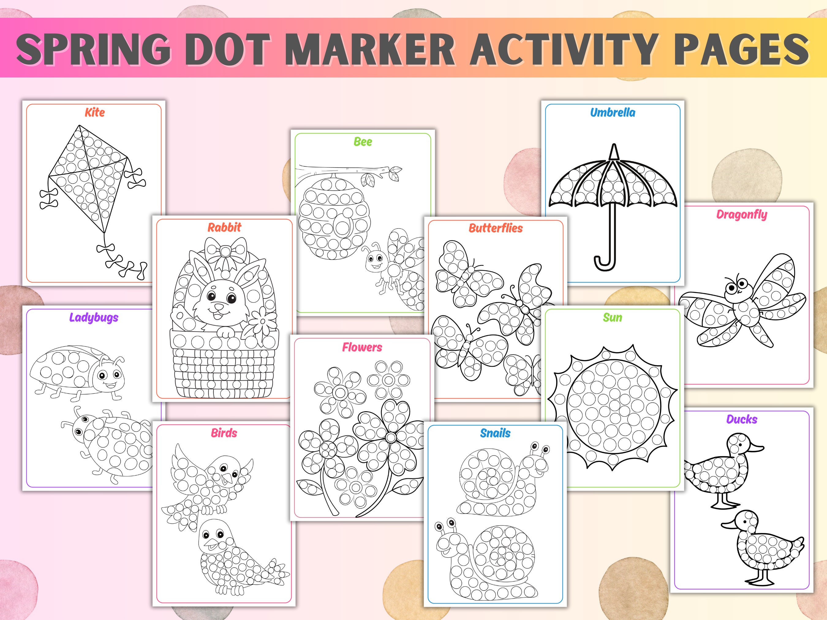 Dot Marker / Sticker Activity Sheets - Spring - Etsy