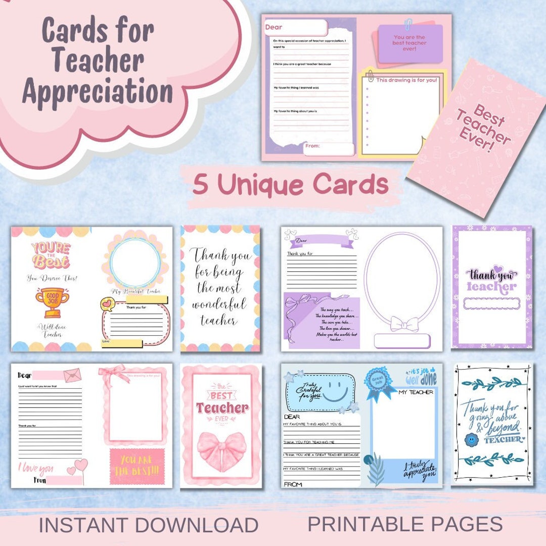 Teacher Appreciation Cards - Etsy