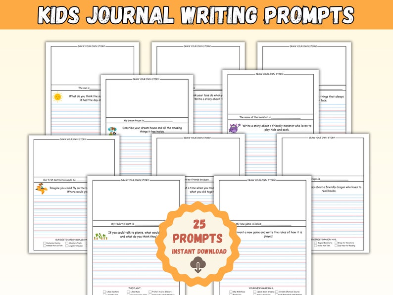 Kids Writing Journal Prompts - Instant Download - Etsy