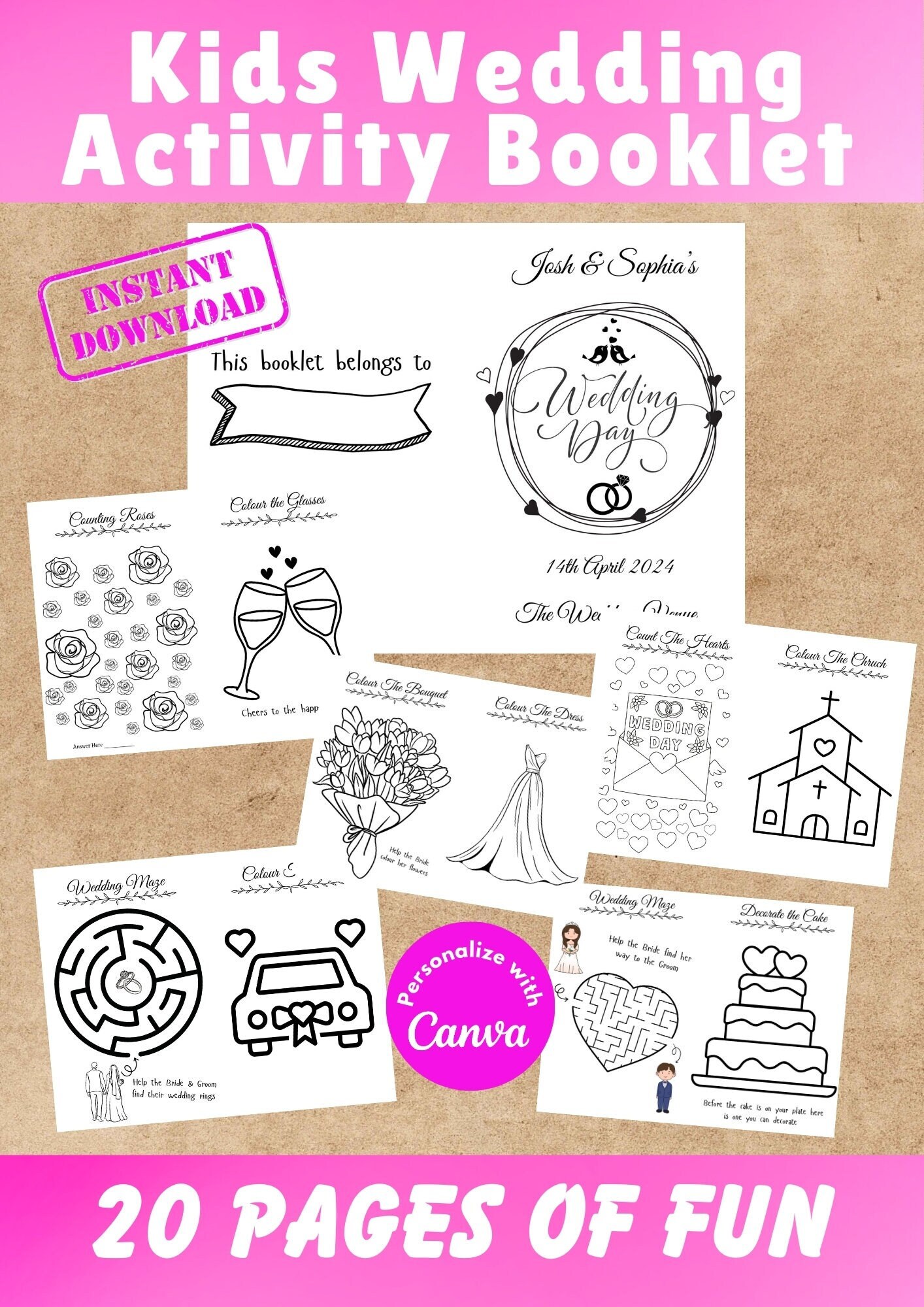 Kids Activity Booklet - Wedding - Instant Download - Etsy