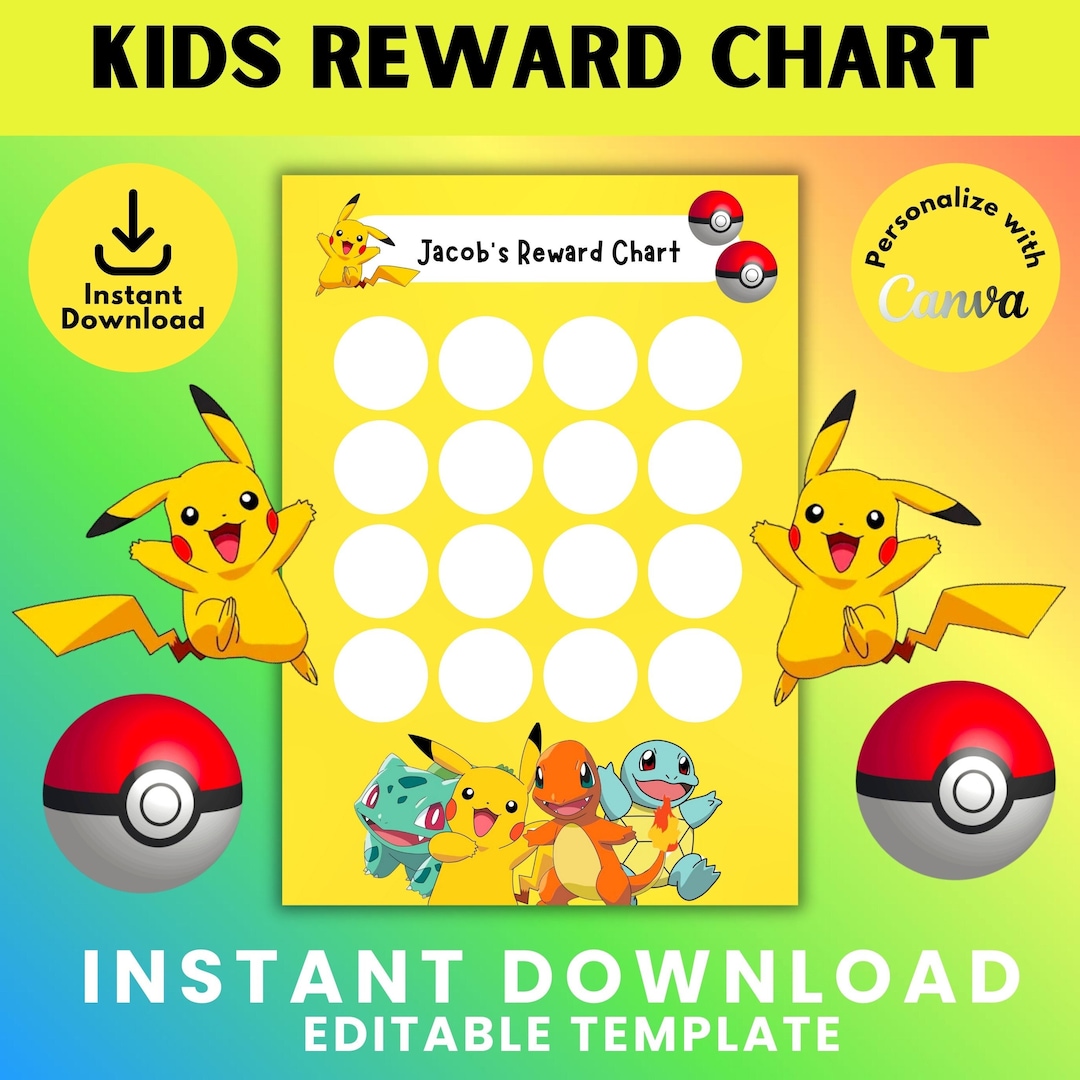 Pokemon Reward Chart - Etsy
