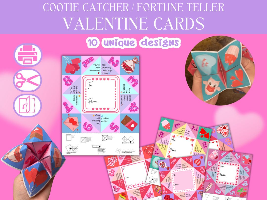 Valentine Cootie Catcher Fortune Teller / Chatterbox - Instant Download ...