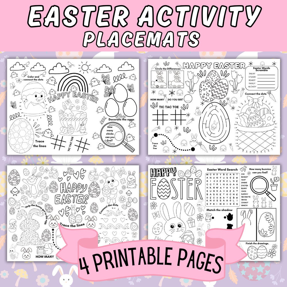 Easter Activity Placemats - Printable - Etsy