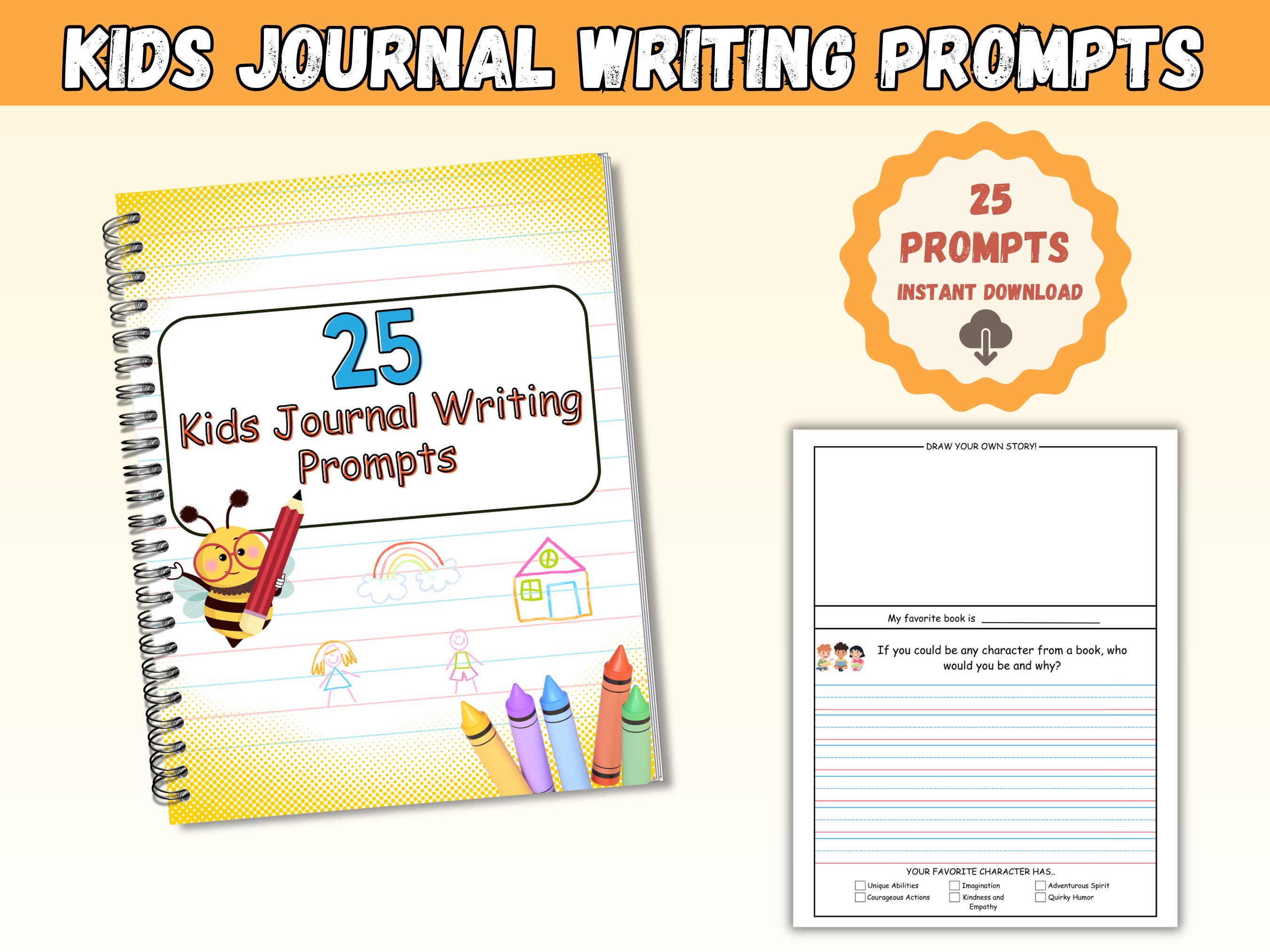 Kids Writing Journal Prompts - Instant Download - Etsy