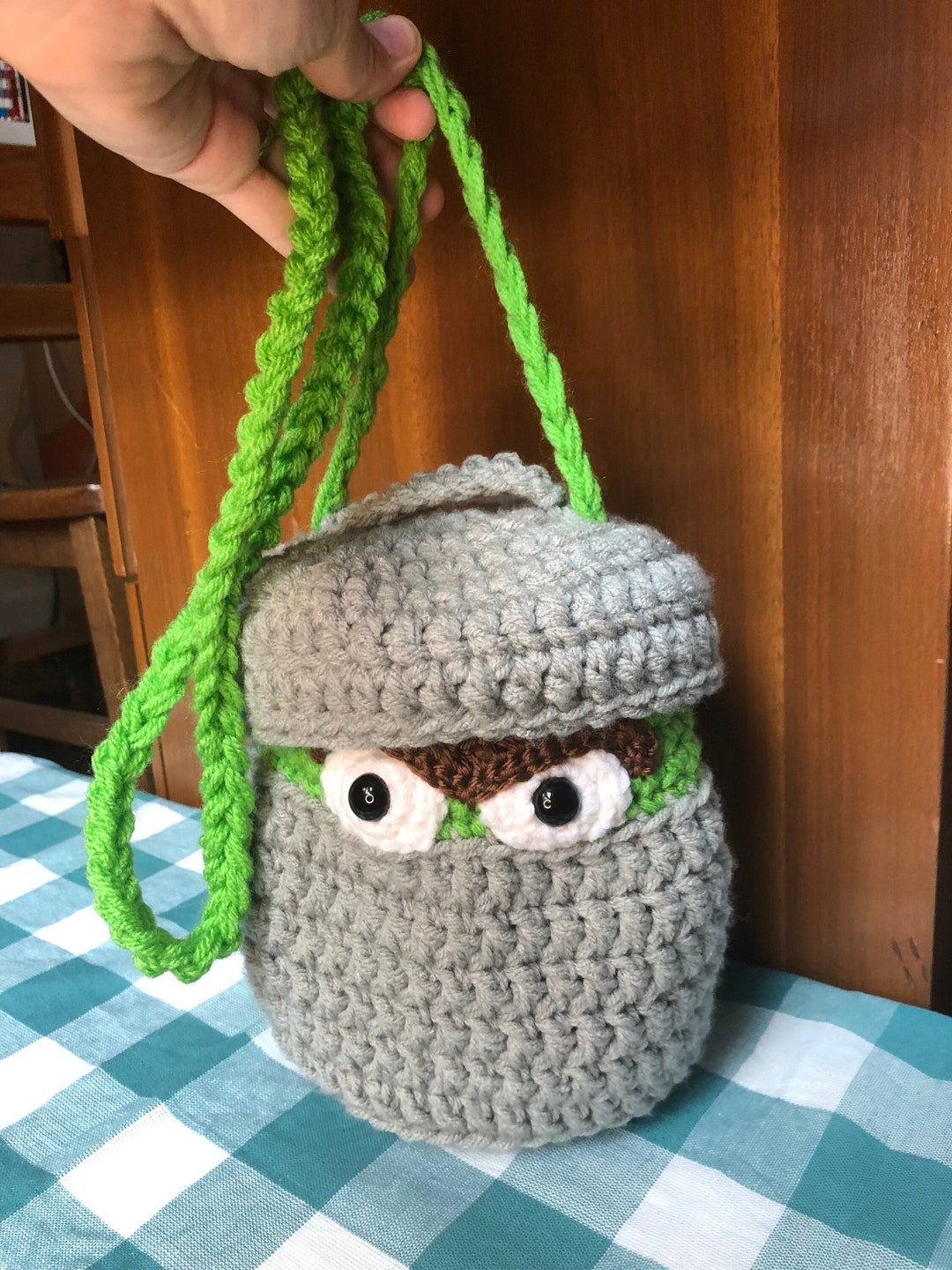 Oscar the Grouch Bucket Bag; Crocheted Sesame Street Crossbody Bag - Etsy
