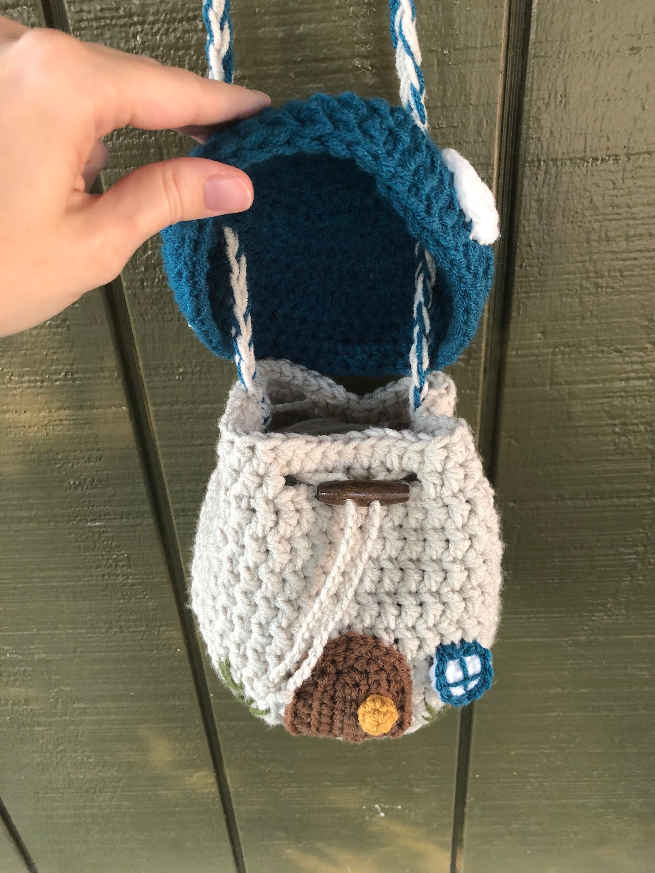 Customizable Mushroom Drawstring Bag; Crocheted Fairy House Crossbody ...