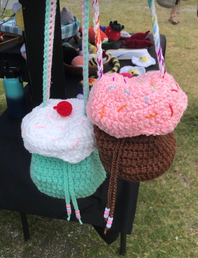 Cupcake Bucket Bag Crochet PATTERN; Cupcake Candy Bag; Crossbody Ice ...