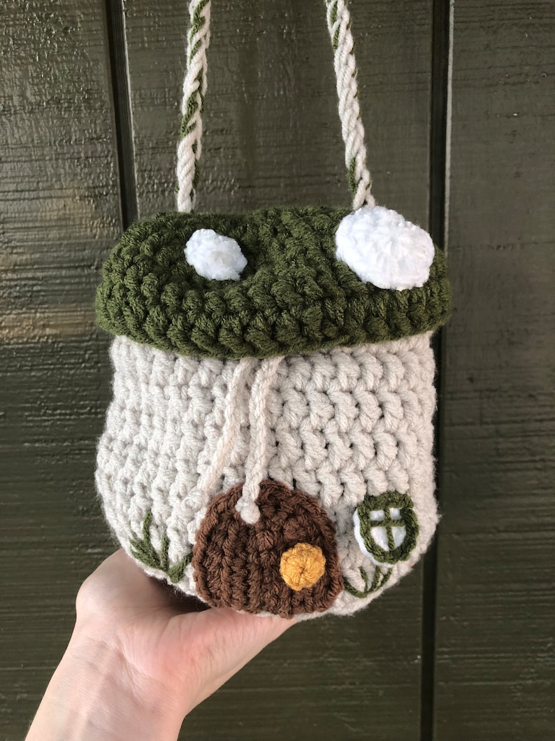 Customizable Mushroom Drawstring Bag; Crocheted Fairy House Crossbody ...