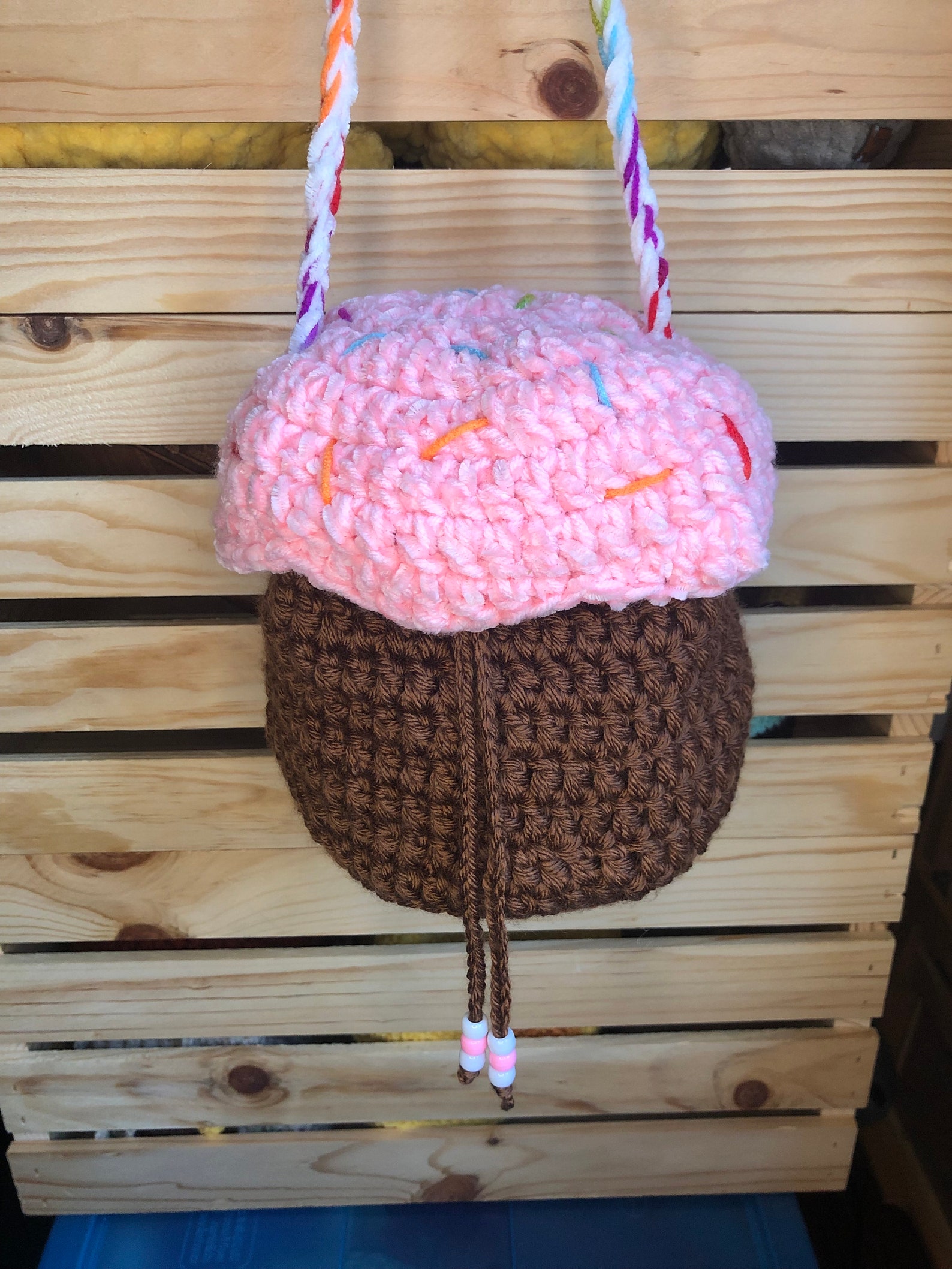 Cupcake Bucket Bag Crochet PATTERN; Cupcake Candy Bag; Crossbody Ice ...