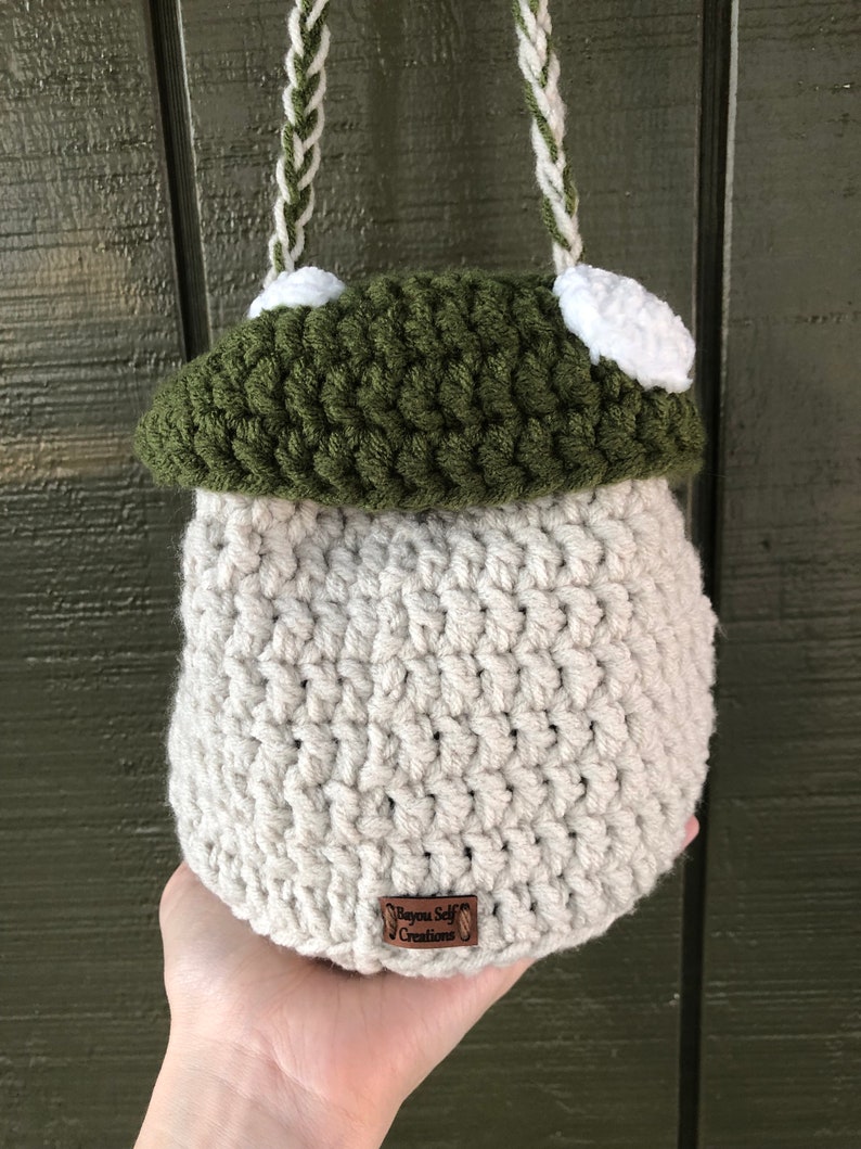 Customizable Mushroom Drawstring Bag; Crocheted Fairy House Crossbody ...
