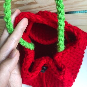Cherry Bucket Bag; Crocheted Fruit Crossbody Bag; Handmade Cherry Purse ...