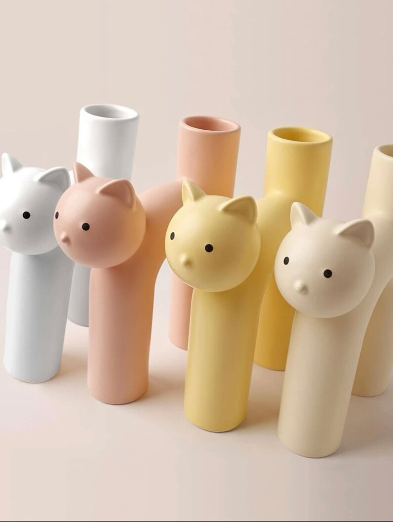 Charming Handcrafted Ceramic Cat Design Vase Perfect for Cat - Etsy