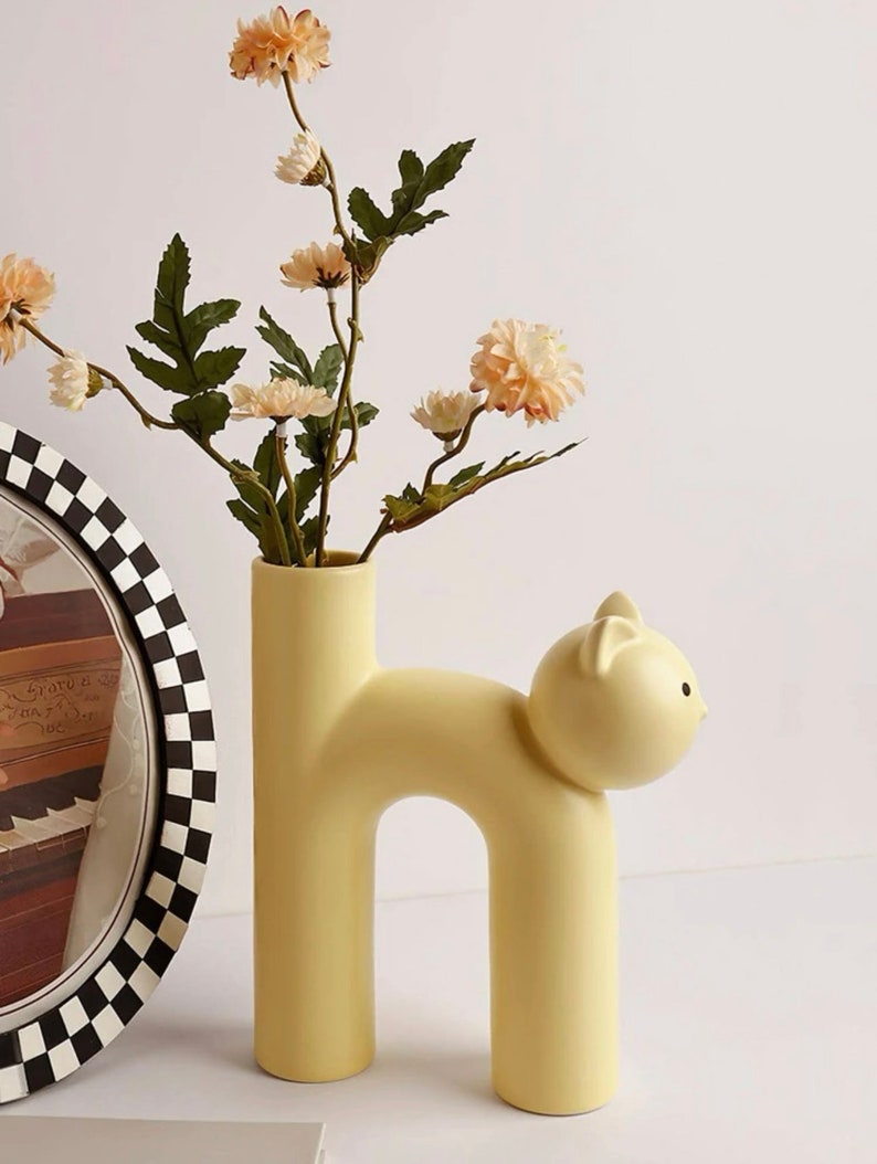 Charming Handcrafted Ceramic Cat Design Vase Perfect for Cat - Etsy