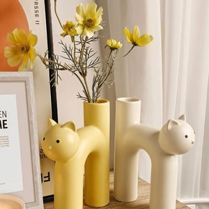 Charming Handcrafted Ceramic Cat Design Vase Perfect for Cat - Etsy
