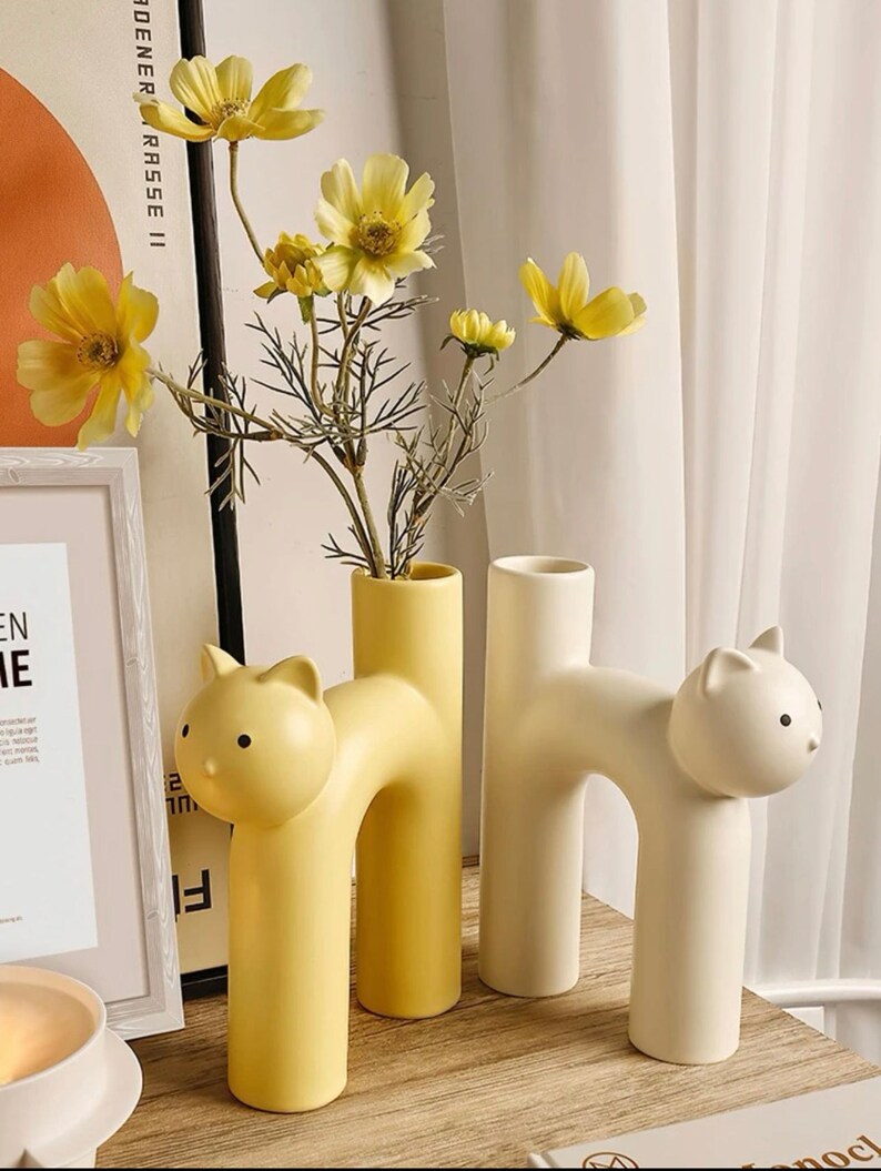 Charming Handcrafted Ceramic Cat Design Vase Perfect for Cat - Etsy