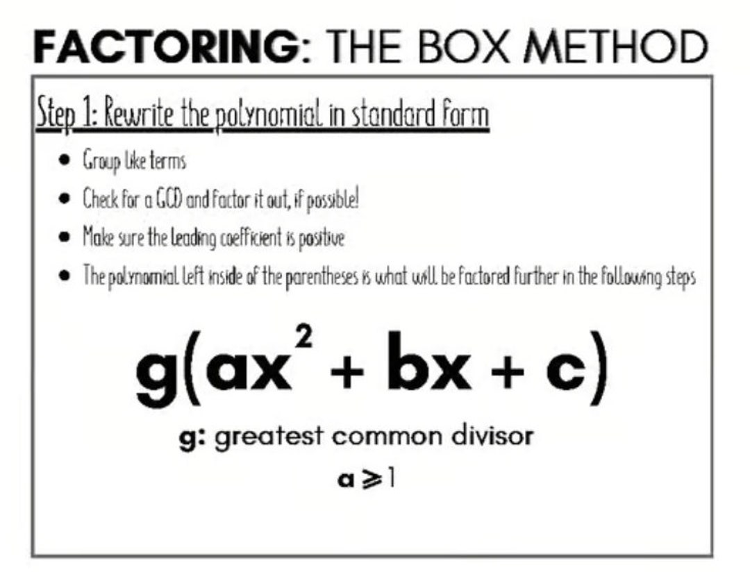 Factoring: the Box Method BW (printable Flyers) - Etsy
