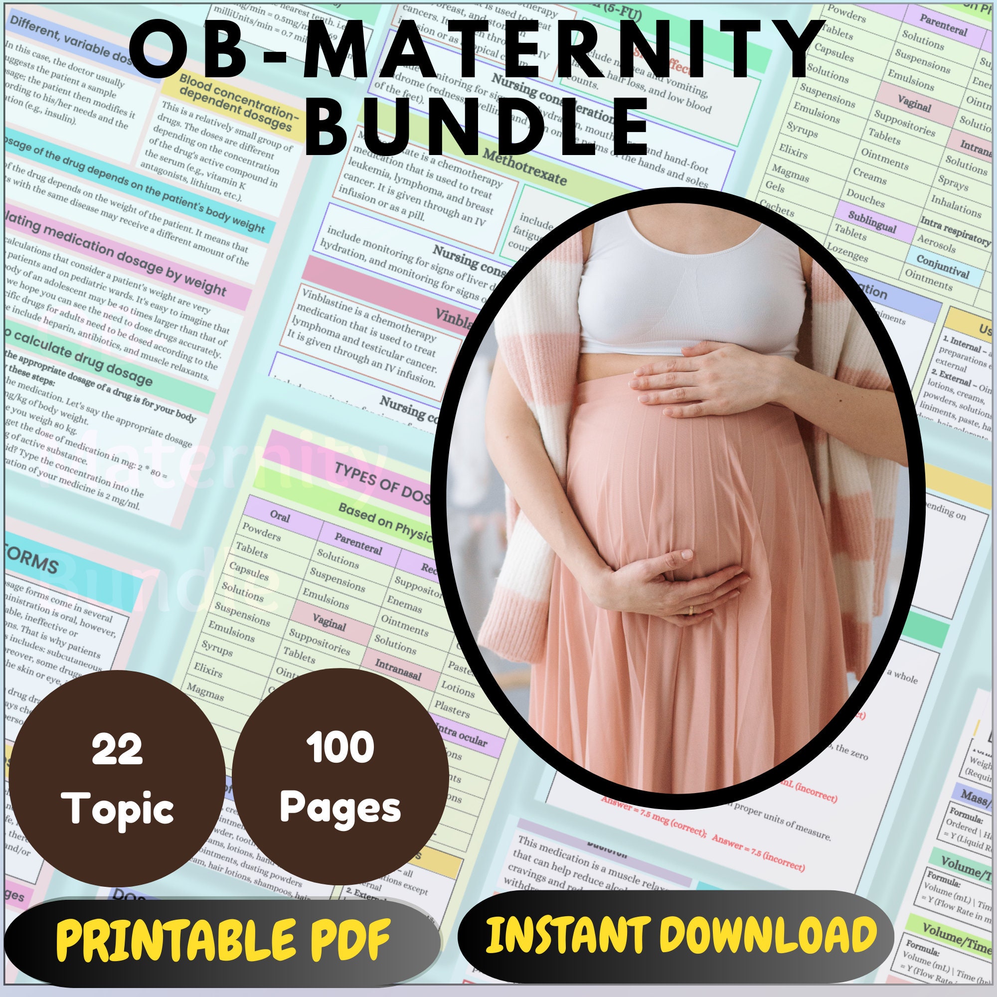 Ob-maternity Bundle Nursing OB 100 Pages PDF Digital Download Maternity ...