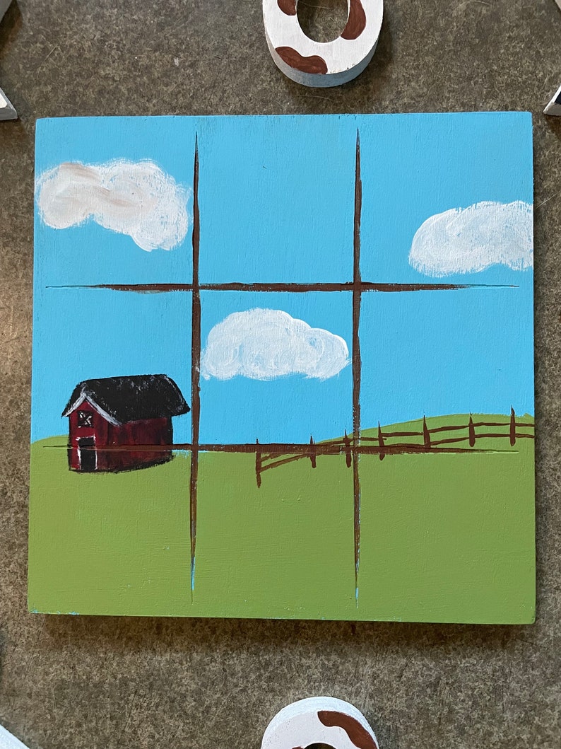 Cow Farm Tic Tac Toe Board - Etsy