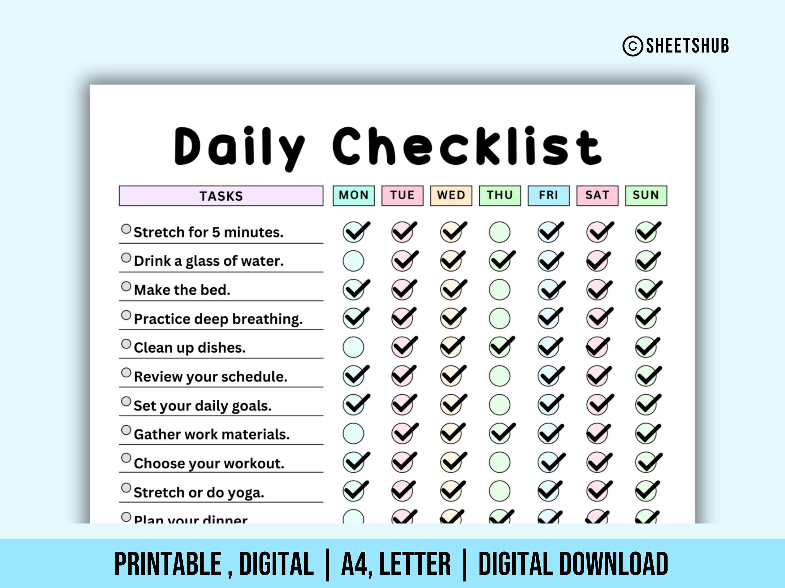 Printable Daily Checklist for Kids Kids Daily Checklist - Etsy
